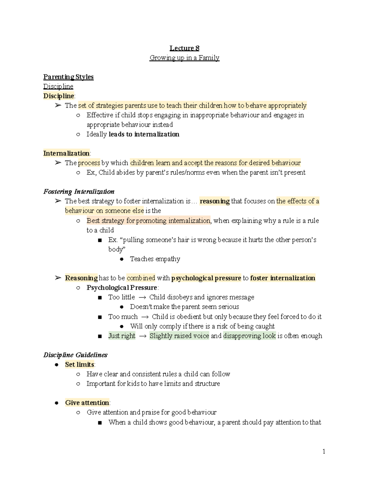 Lecture 8: Parenting Styles and Their Impact on Child Development - Studocu