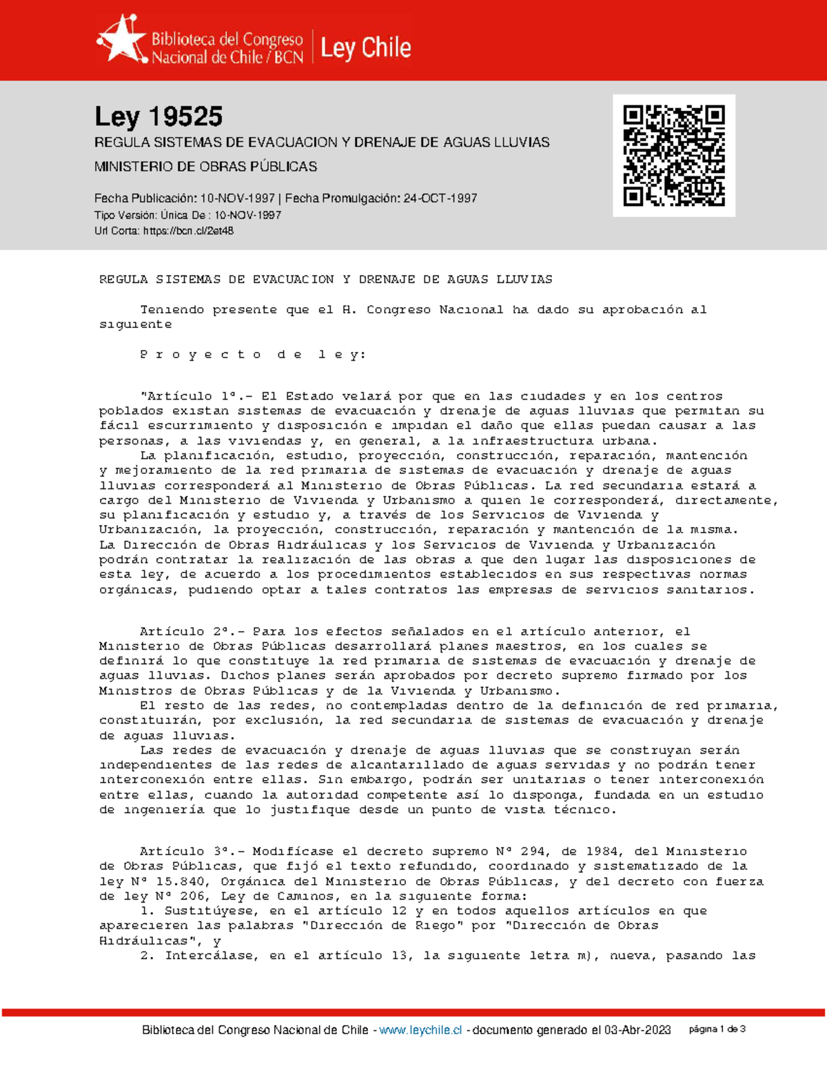 Ley 19525: Regulación de Sistemas de Evacuación y Drenaje de Aguas ...