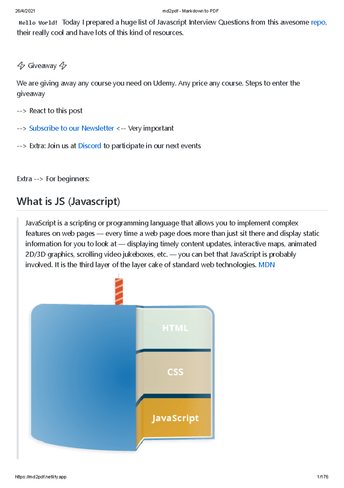 JavaScript Interview Questions Compilation: Key Concepts & Practices - Studocu