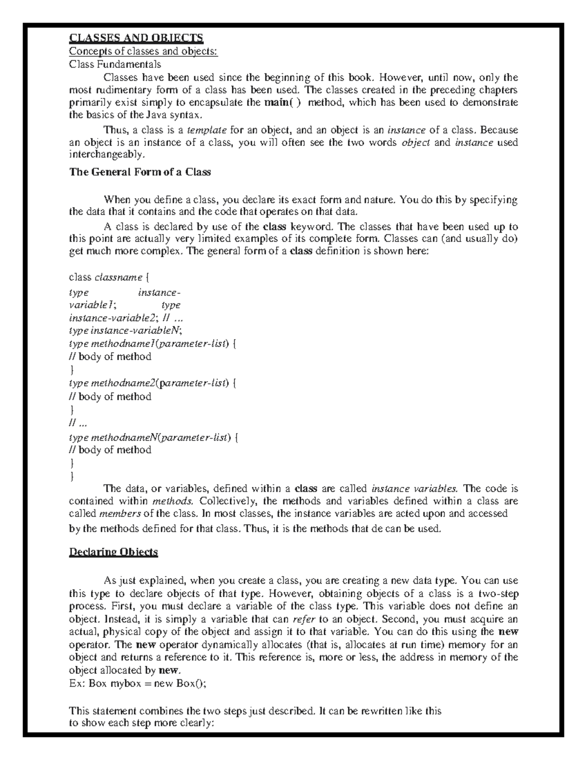 JAVA Programming: Understanding Classes, Objects, and Data Types - Studocu