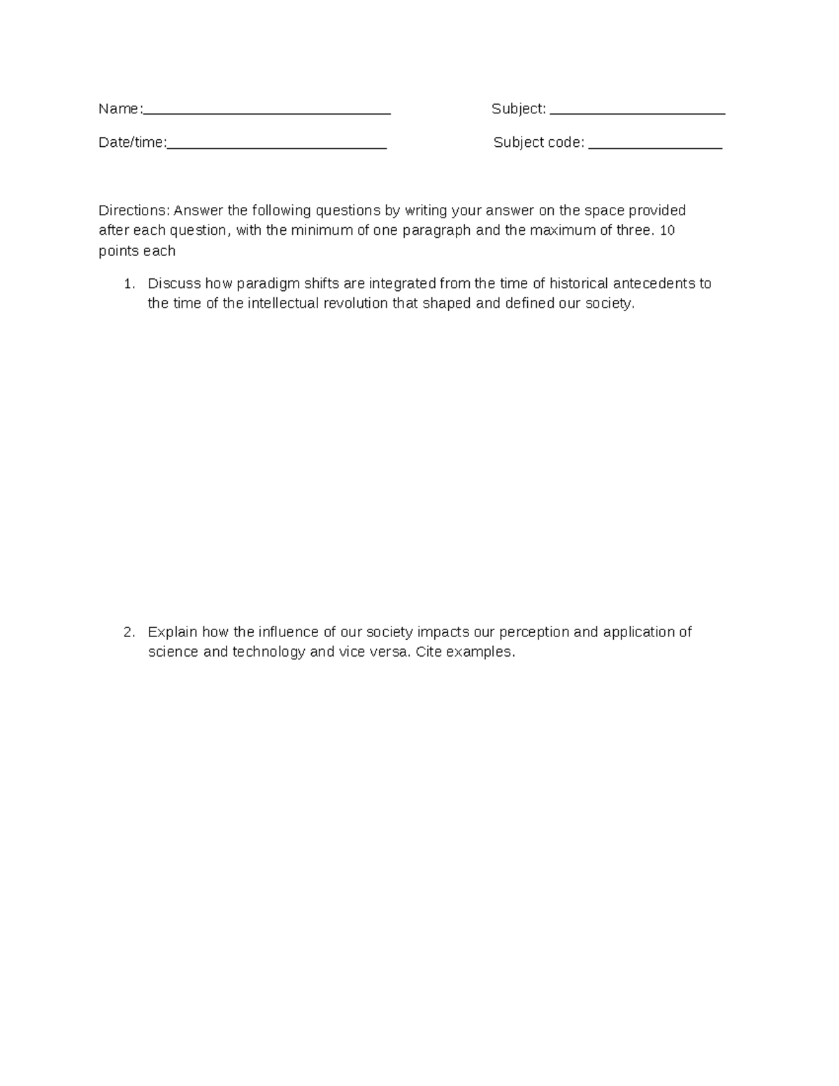 STS Midterm Exam - Paradigm Shifts and Intellectual Revolutions - Studocu
