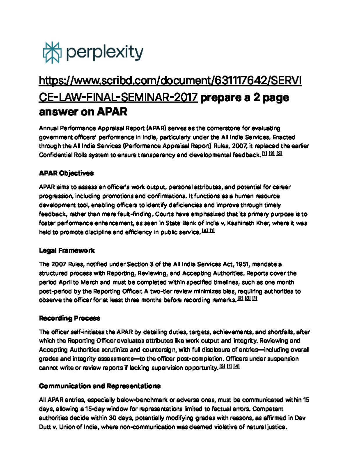 APAR Annual Performance Appraisal Report Overview and Guidelines - Studocu