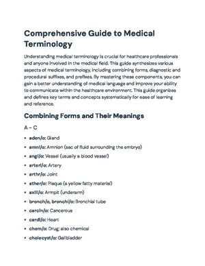Medical Terminology: Combining Forms, Suffixes & Definitions Guide ...