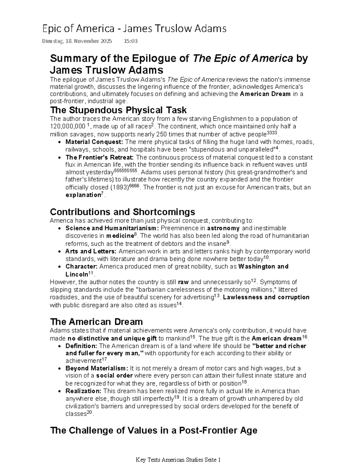 Summary of the Epilogue of The Epic of America (AMST 101) - Studocu