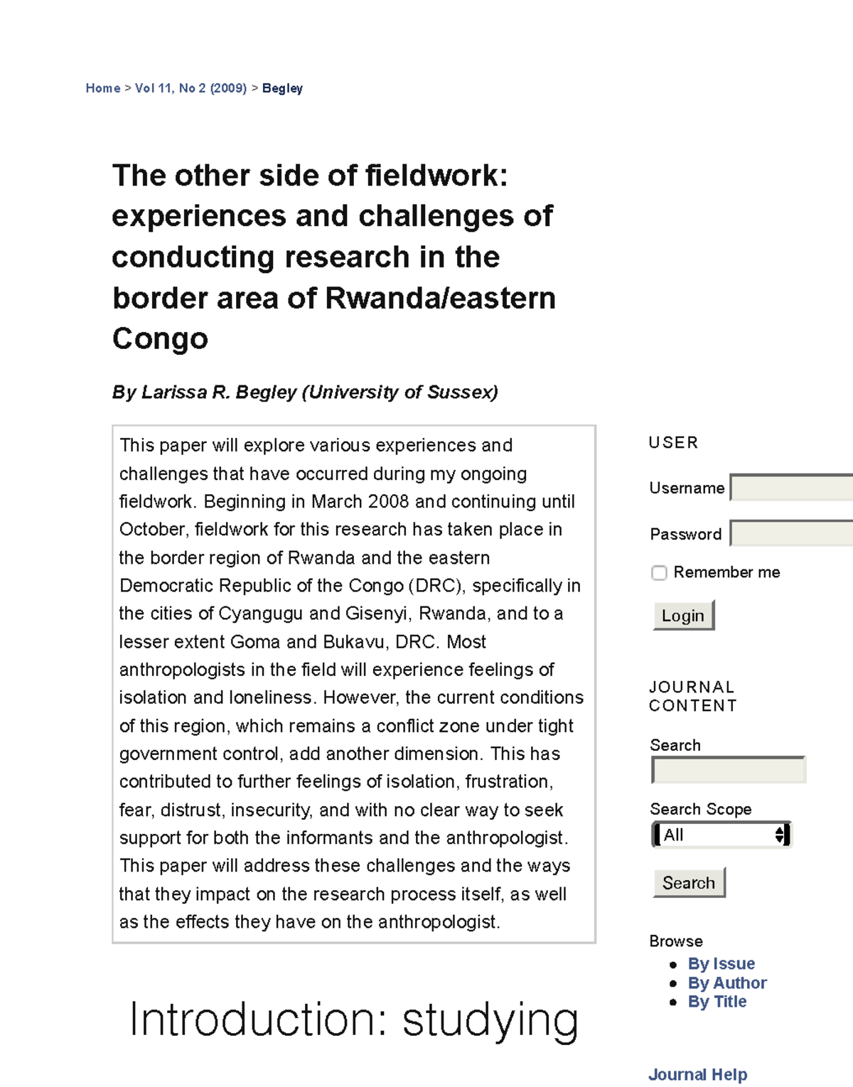 Experiences of Fieldwork: Challenges in Rwanda & Eastern Congo - Studocu