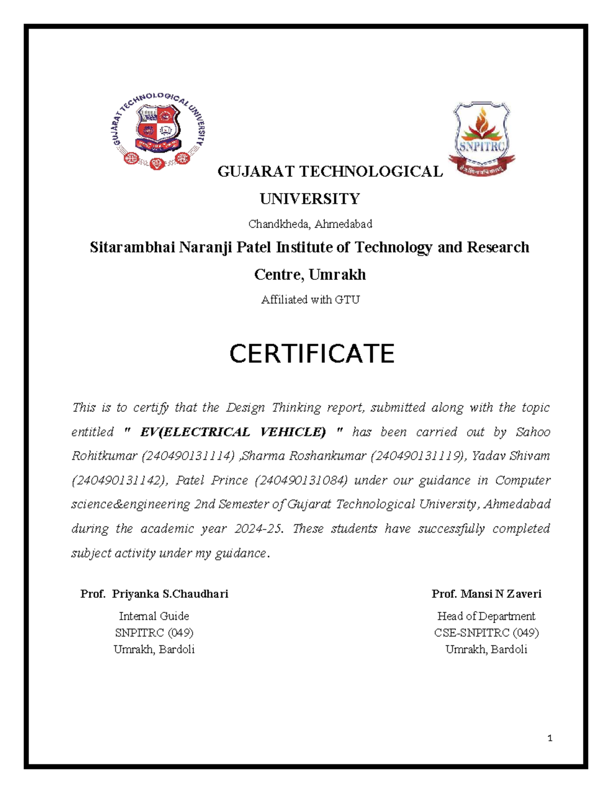 Design Thinking Report on EV (Electrical Vehicle) - CSE 2nd Sem - Studocu