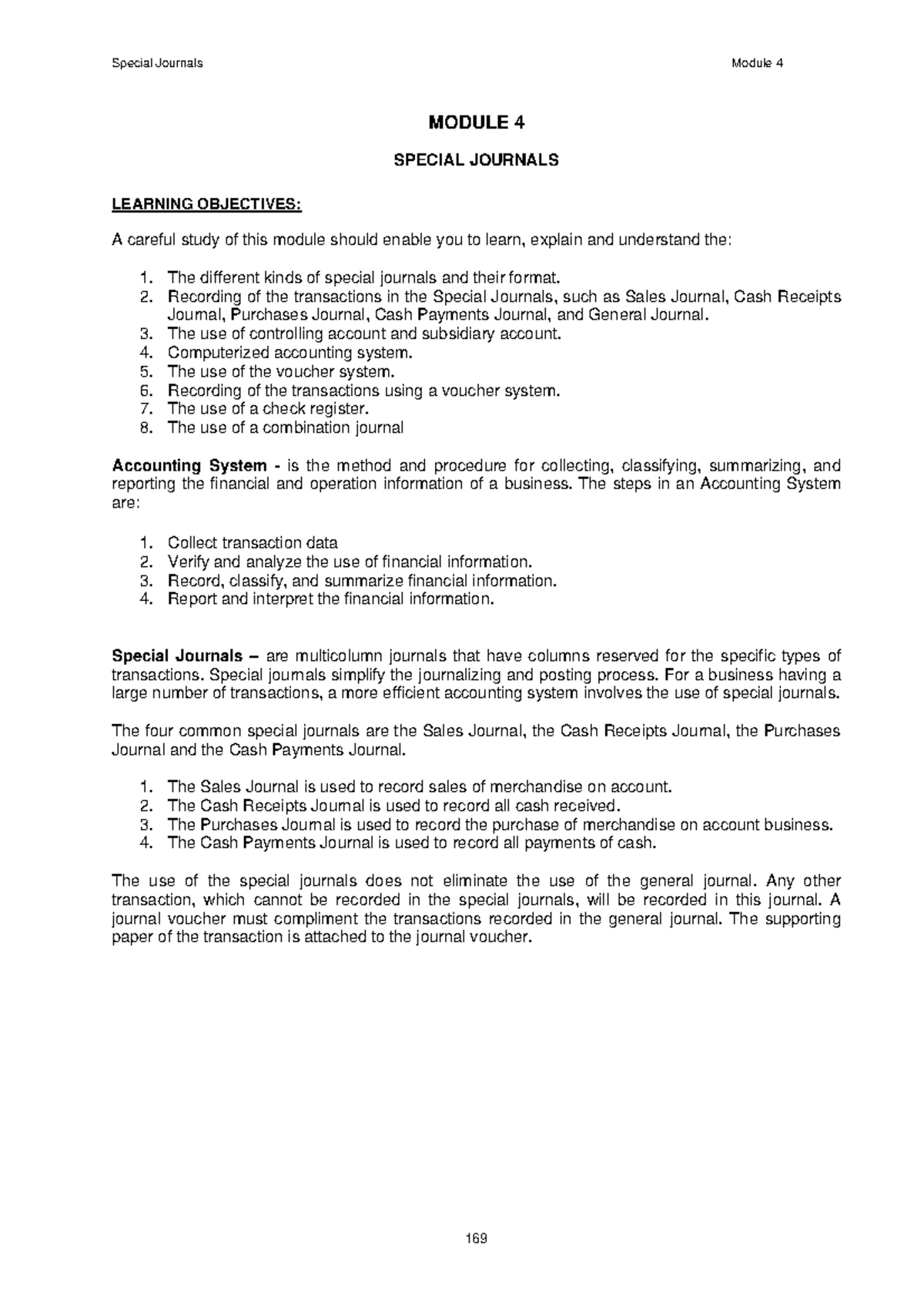 Module 4: Special Journals in Accounting - Understanding Formats ...