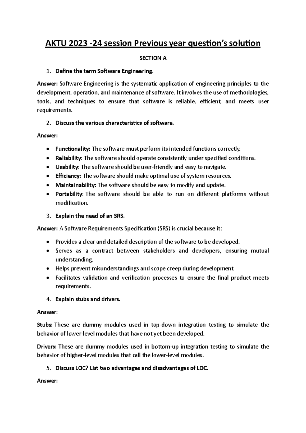 AKTU 2023 SE Previous Year Solutions: Comprehensive Notes - Studocu