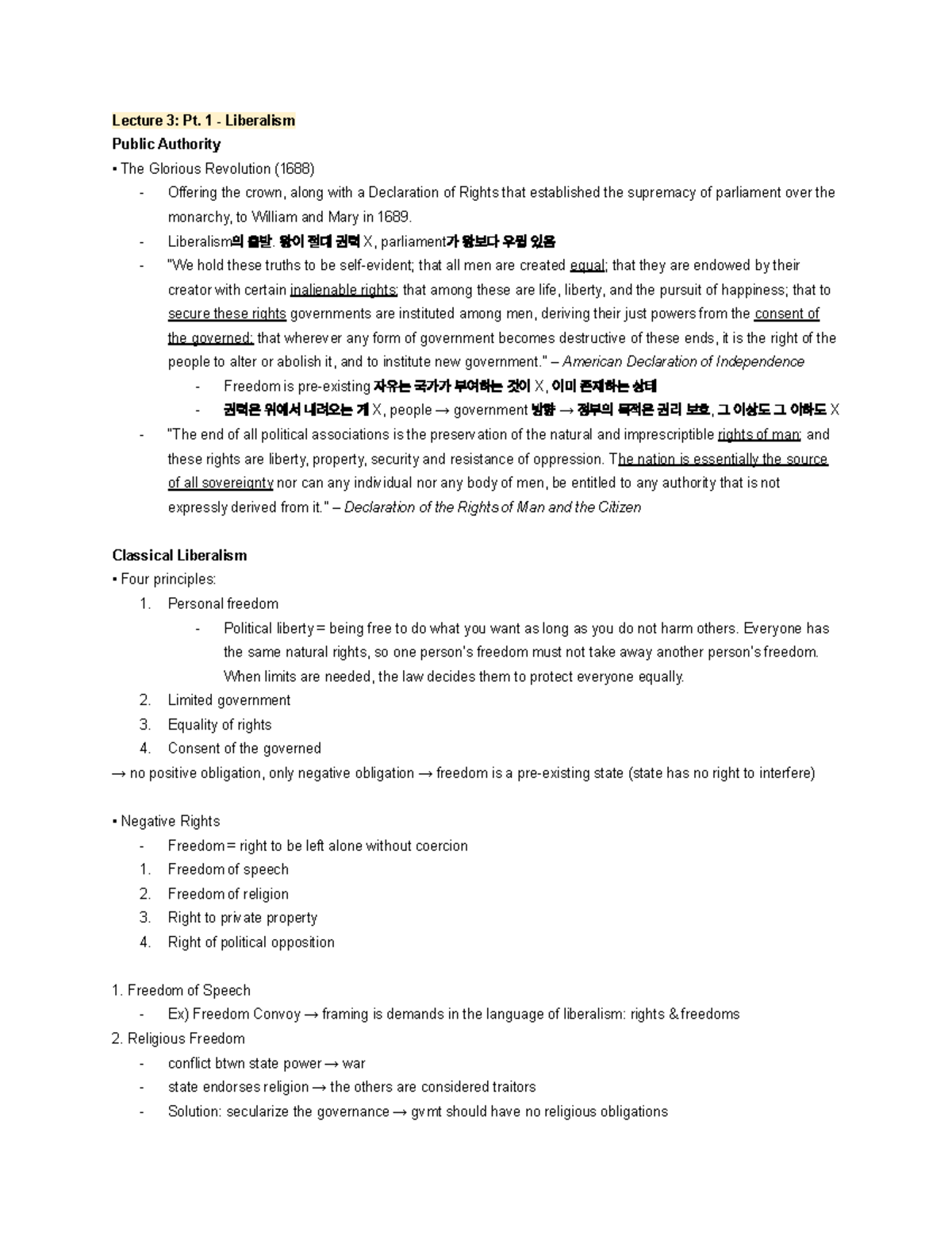 POL101 Lecture 3: The Glorious Revolution and Liberalism - Studocu