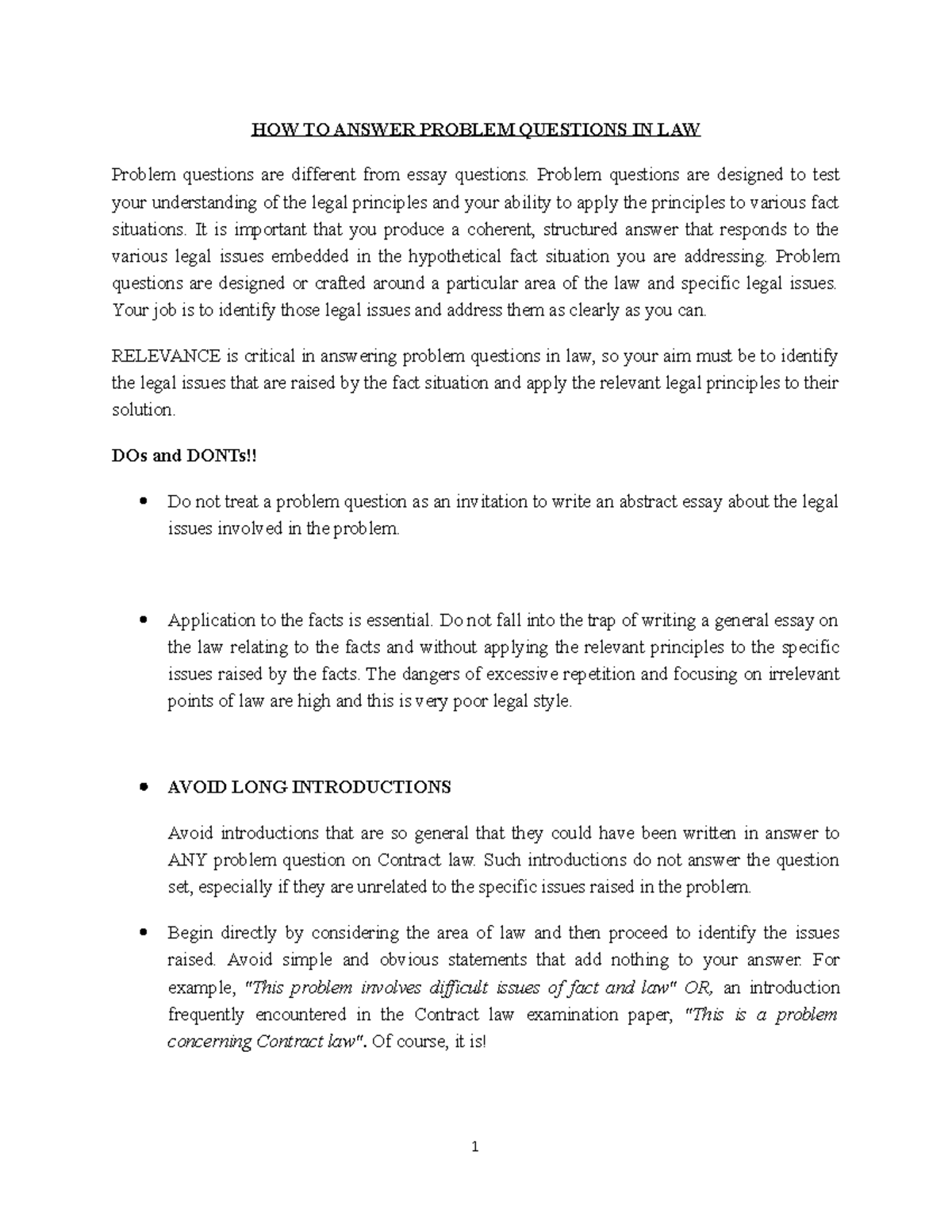 HOW TO Answer Problem Questions IN LAW - HOW TO ANSWER PROBLEM ...