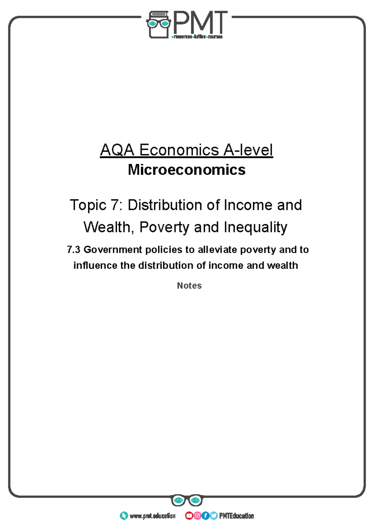 Microeconomics 7.3: Gov. Policies on Income Distribution & Poverty ...