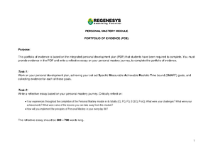 [Solved] Purpose This Integrated Personal Development Plan PDP aims ...