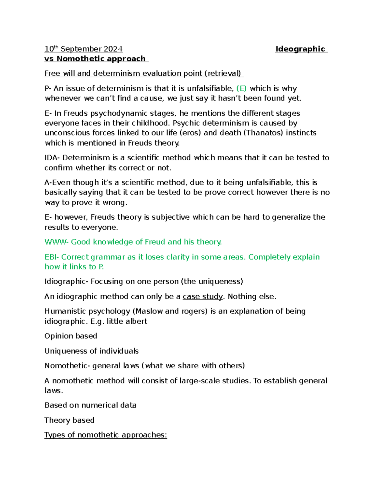 Psychology ID vs NOM: Evaluating Ideographic and Nomothetic Approaches ...