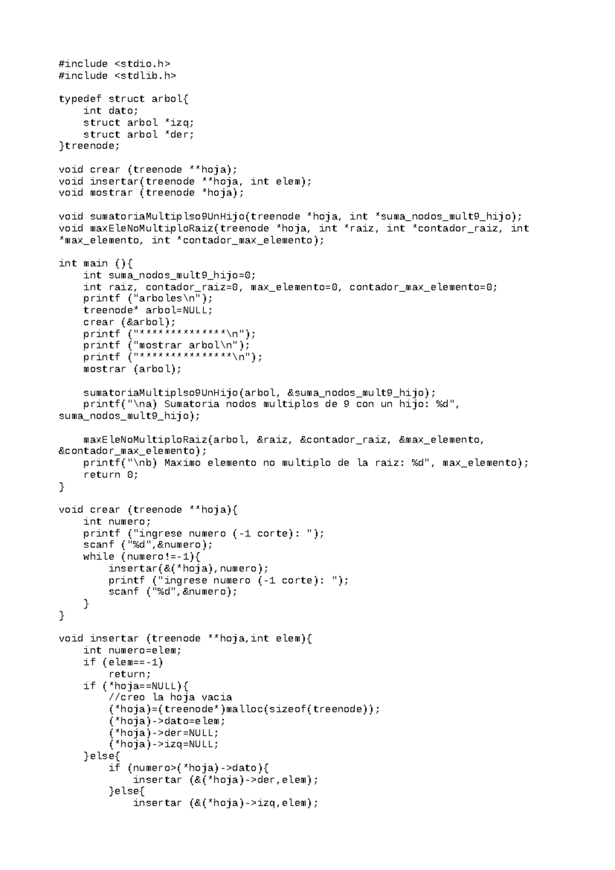 Arboles - #include #include typedef struct arbol{ int dato; struct - Studocu