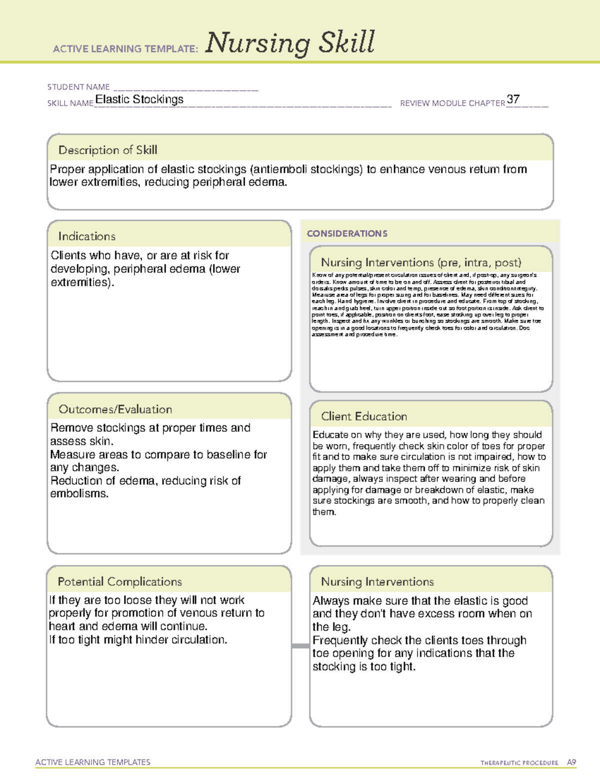 Nursing Skill - Application of Elastic Stockings for Venous Return ...