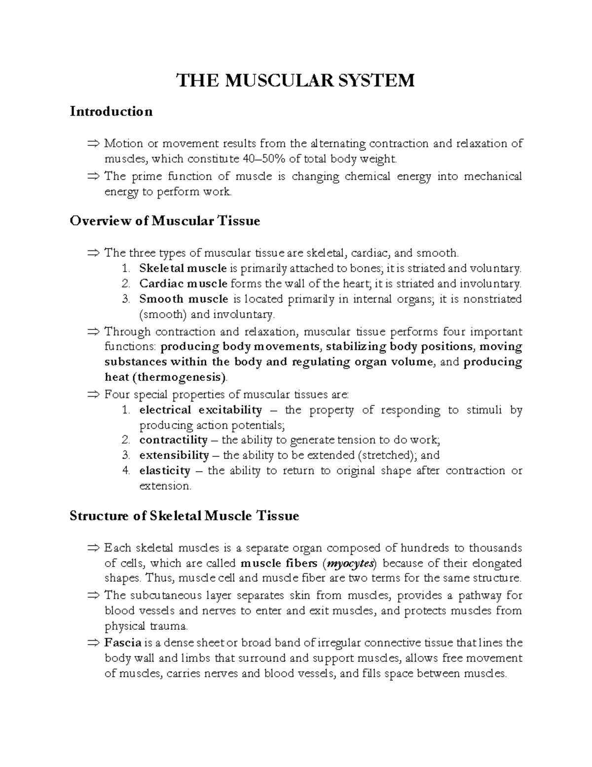 CN 111 - The Muscular System Study Guide - Studocu