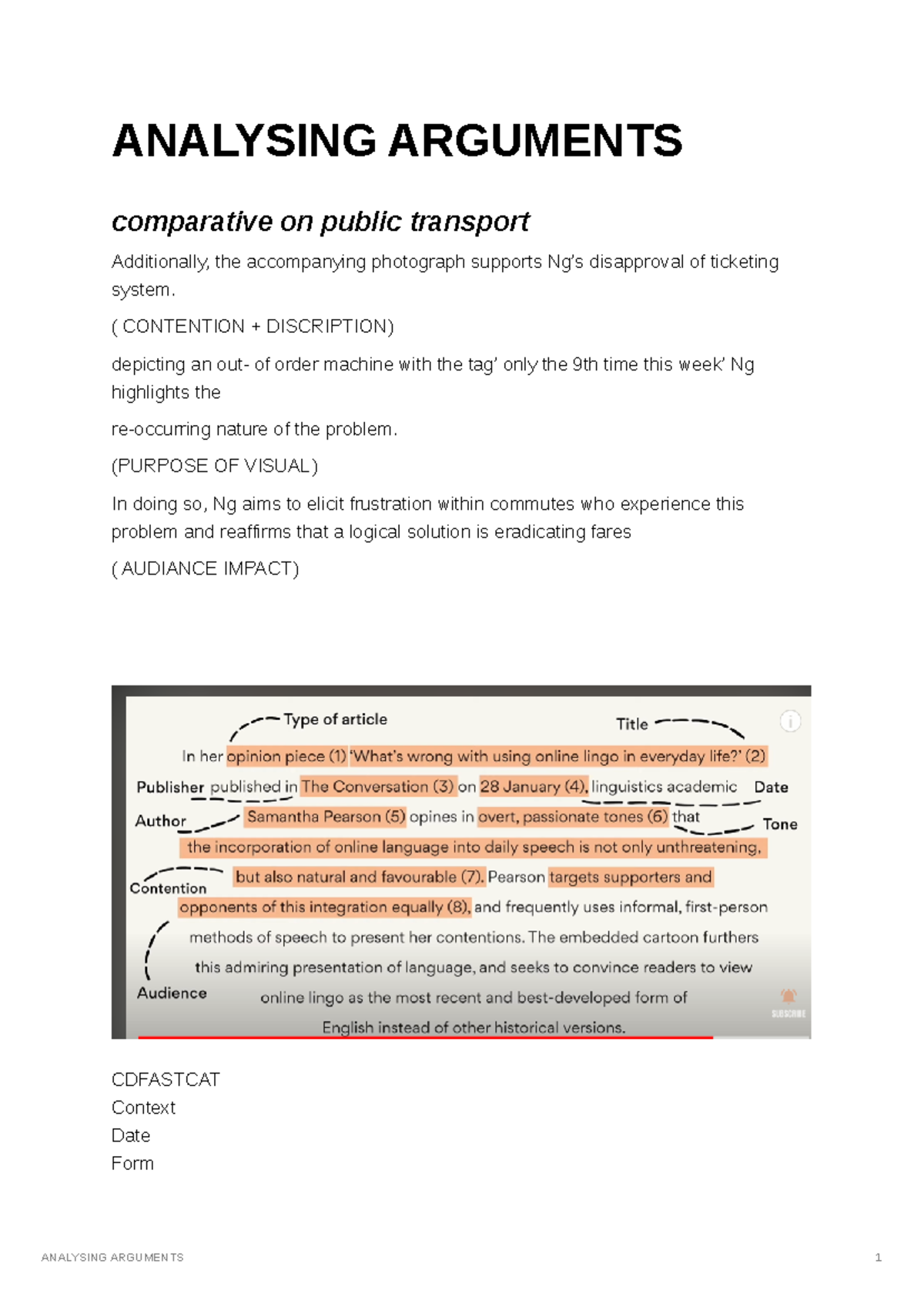 Analysing Arguments notes - ANALYSING ARGUMENTS comparative on public ...