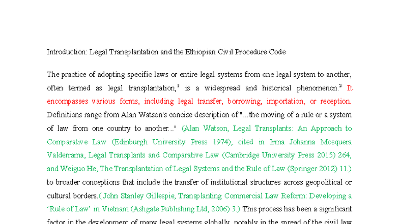 Legal Transplantation and the 1965 Ethiopian Civil Procedure Code ...