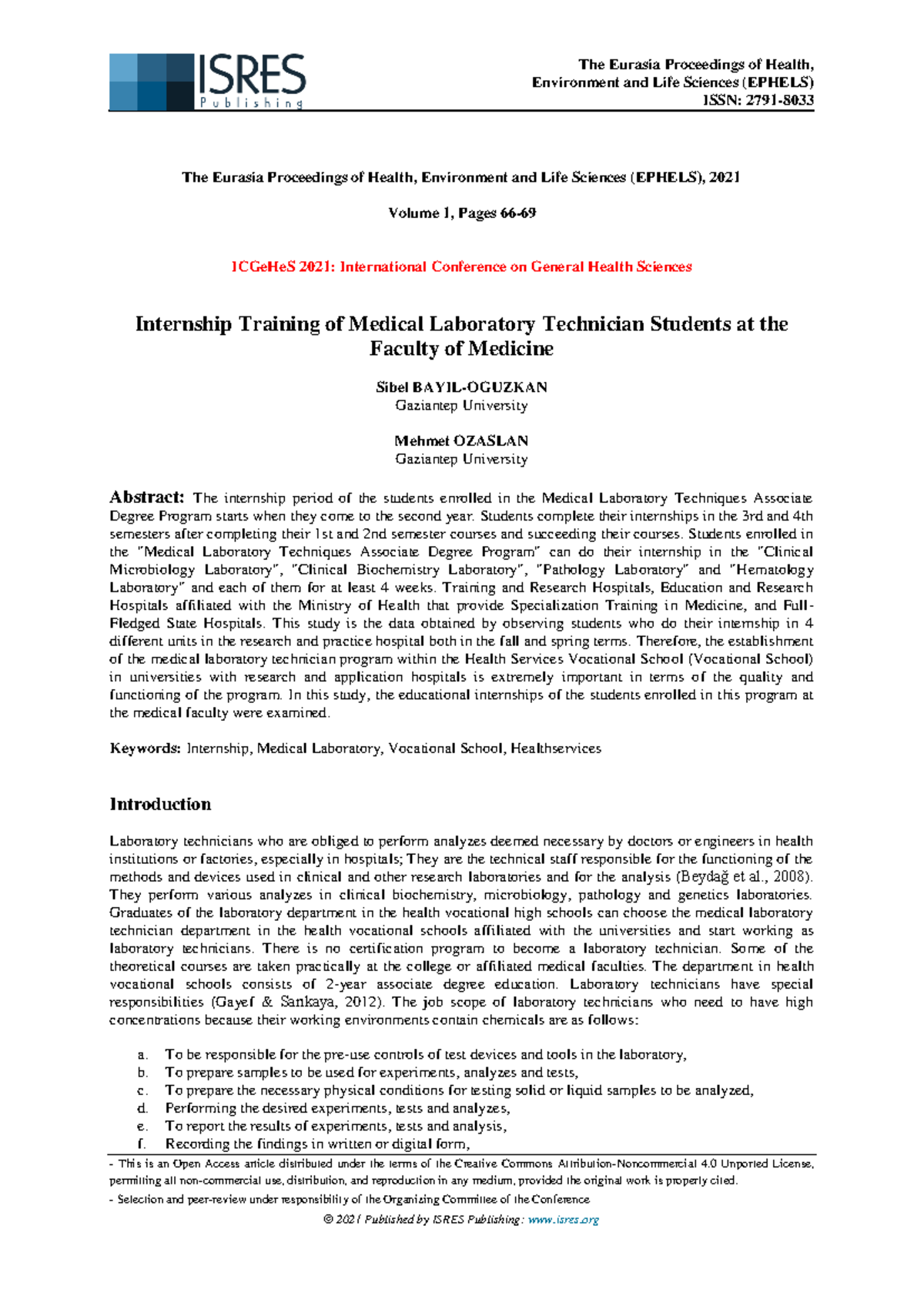 Internship Training of Medical Laboratory Technicians (EPHELS) - Studocu