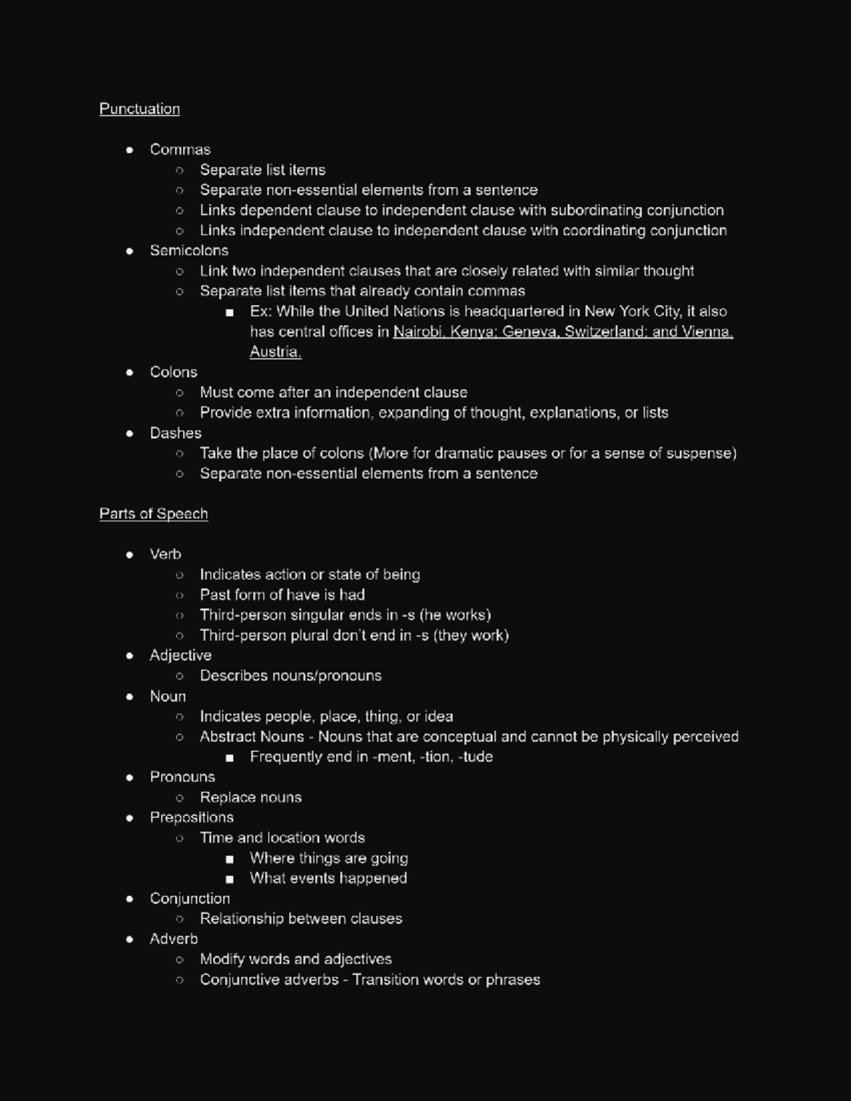 SAT English Notes: Punctuation, Parts of Speech, and Sentence Structure ...