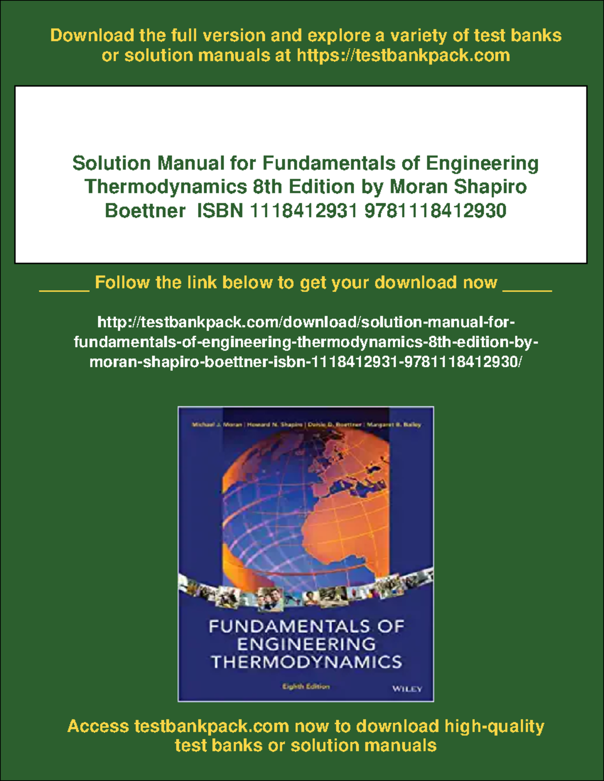 Solution Manual for Fundamentals of Engineering Thermodynamics 8th Ed ...