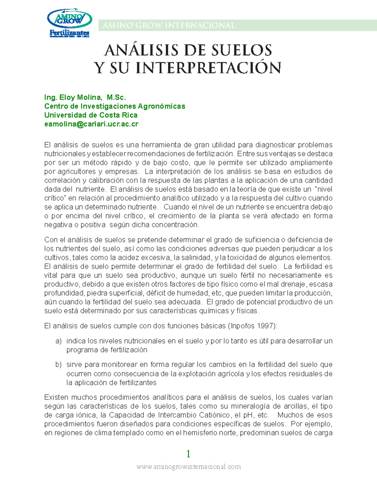 Análisis de Suelos y Su Interpretación: Metodología y Resultados - Studocu