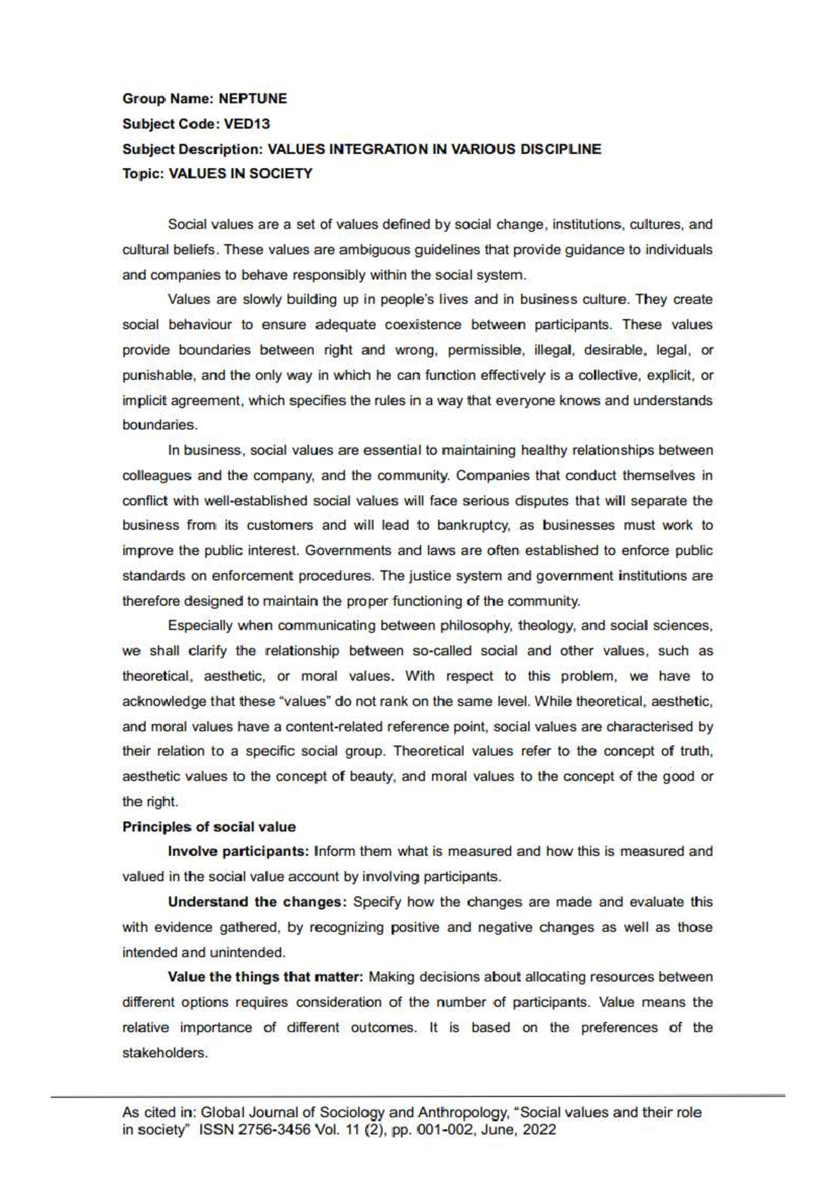 VED13 - Values in Society: Understanding Social Values and Their Impact ...