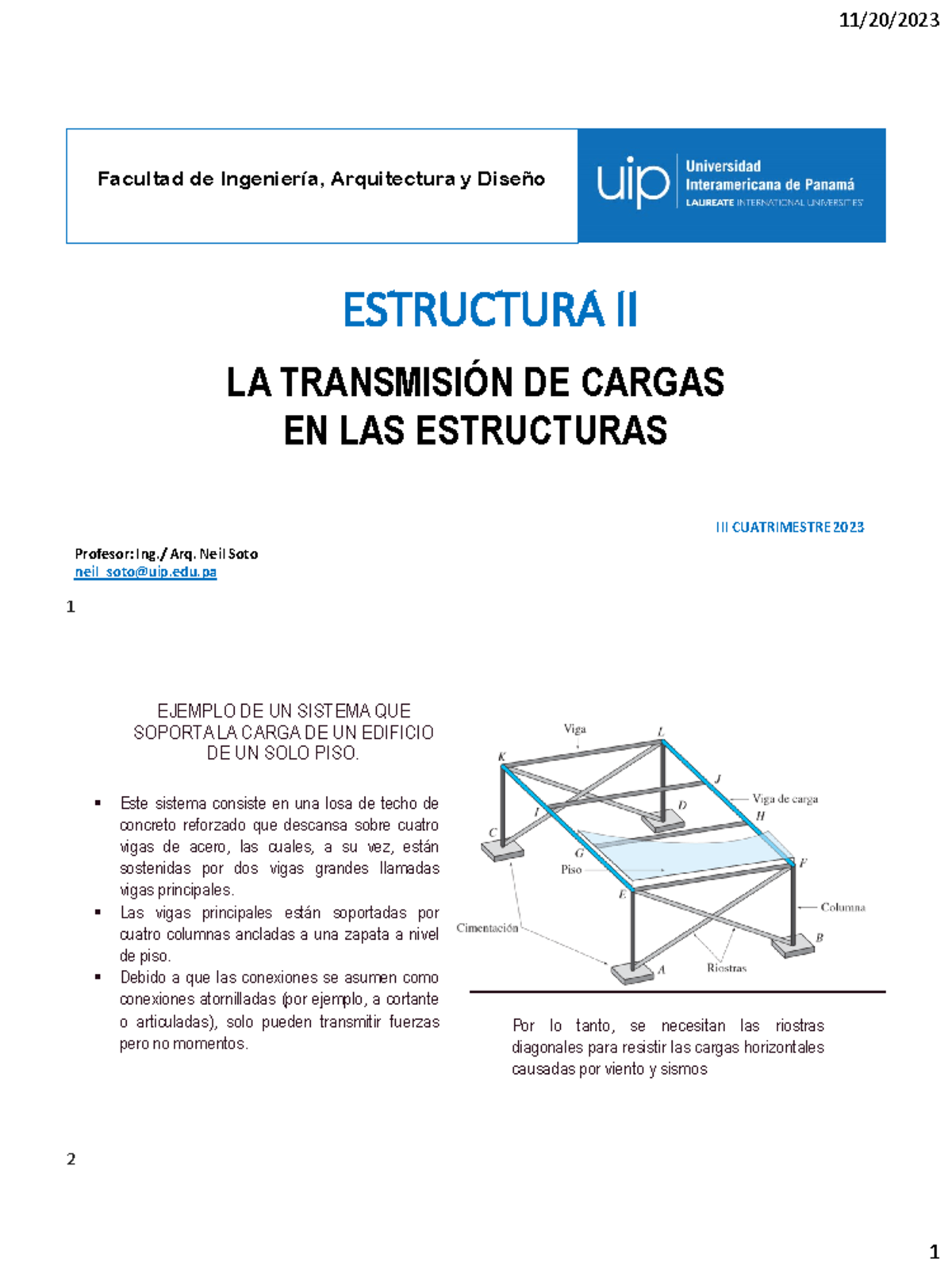 Transmisión de Cargas en Estructuras II - Ejemplo y Análisis - Studocu
