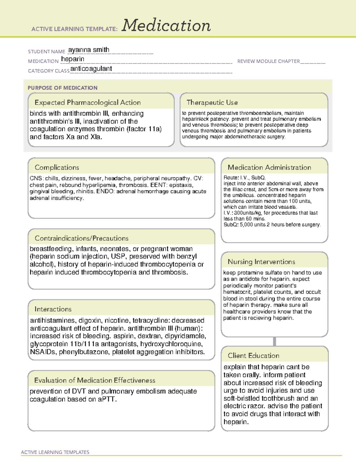 Heparin med temp - hfhf - ACTIVE LEARNING TEMPLATES Medication STUDENT ...