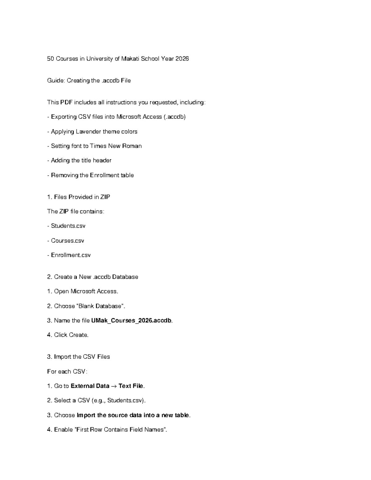 UMak Courses Access Guide: Creating .accdb for 2026 - Studocu