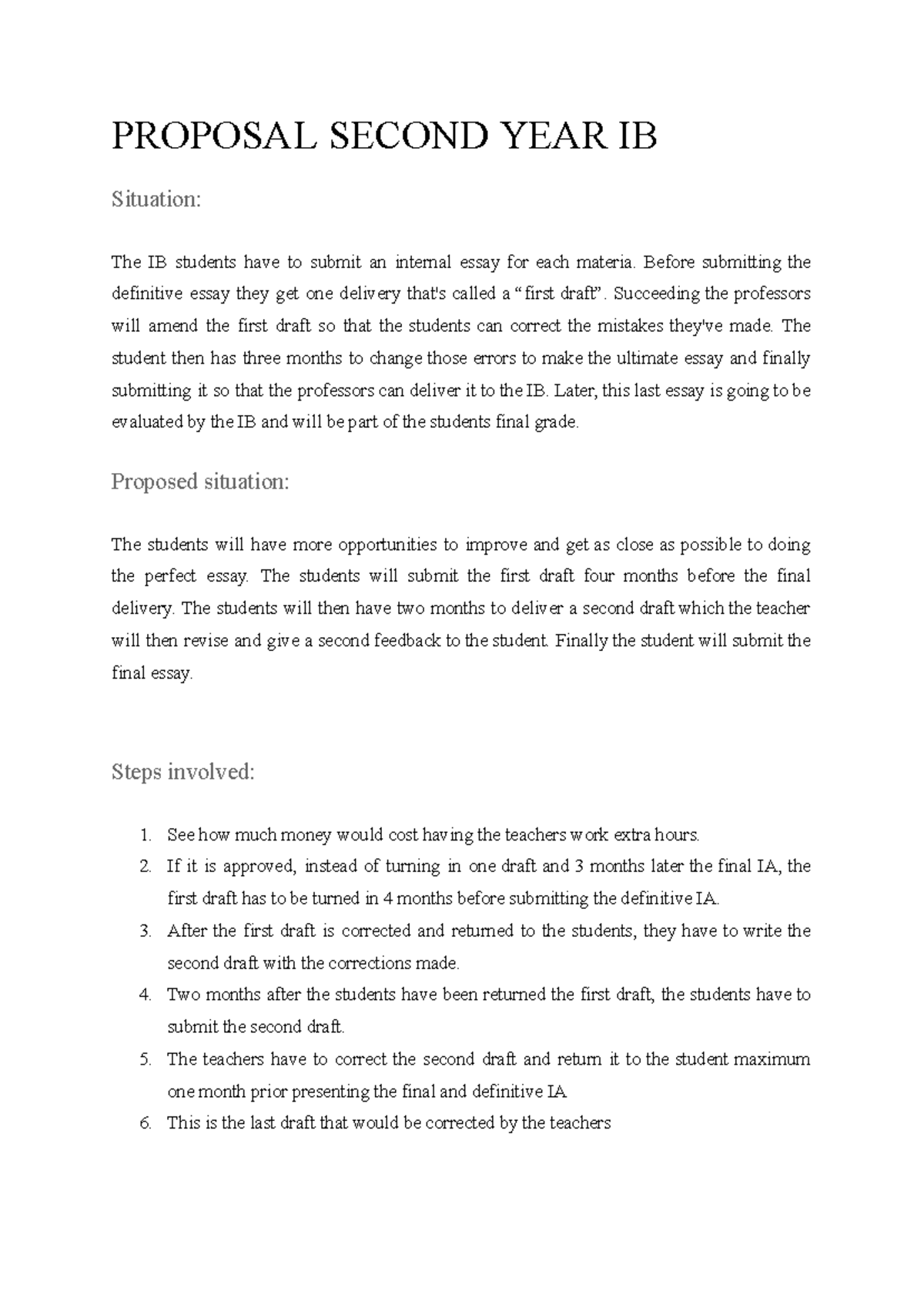 Proposal for Improving IA Submission Process in IB - Studocu