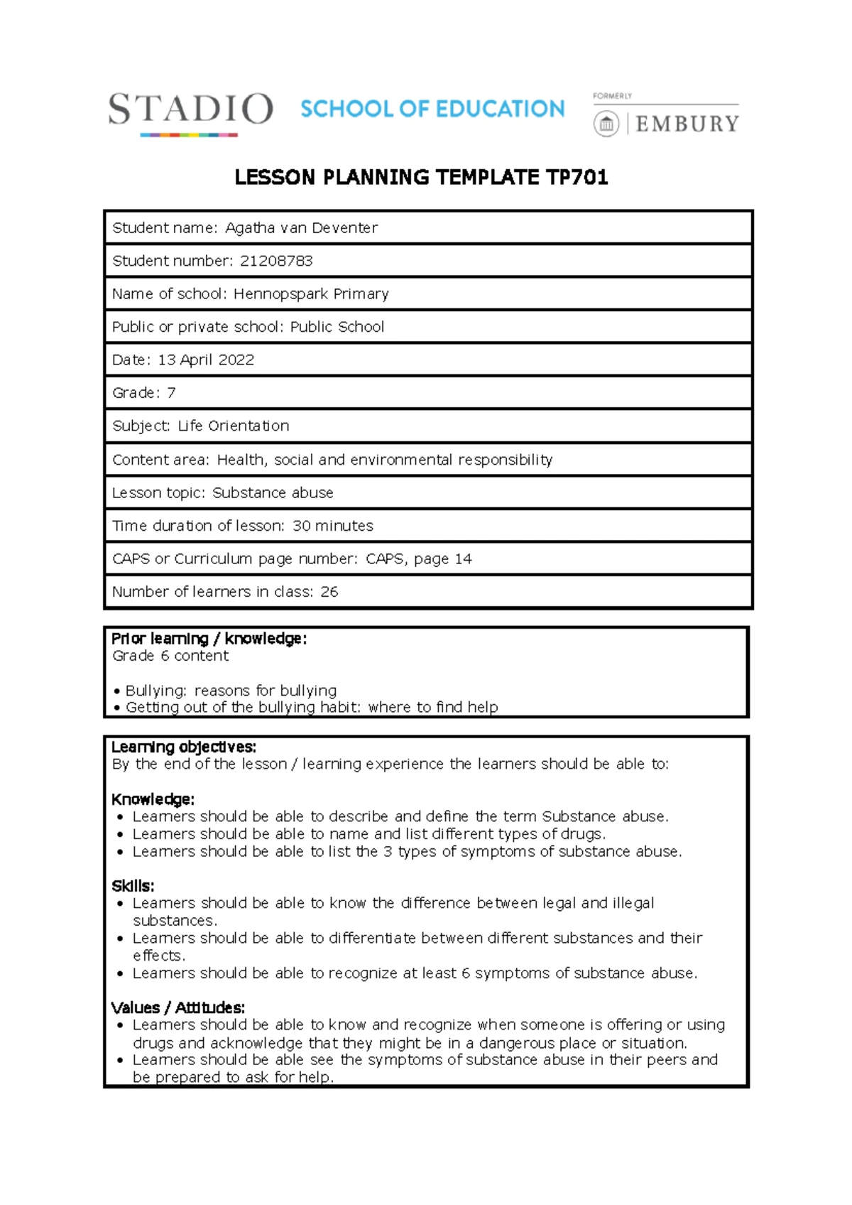 Grade 6 life skills notes: Skills and responsibilities at school and ...