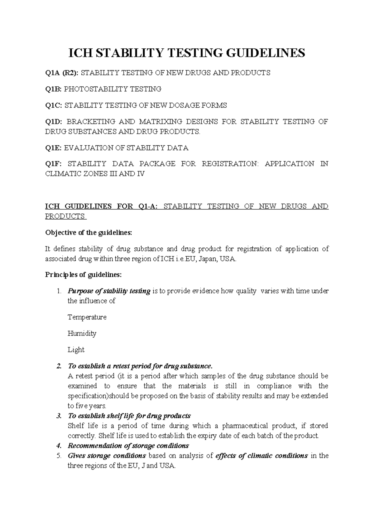 ICH Stability Testing Guidelines: Key Q1A-F Frameworks & Principles ...