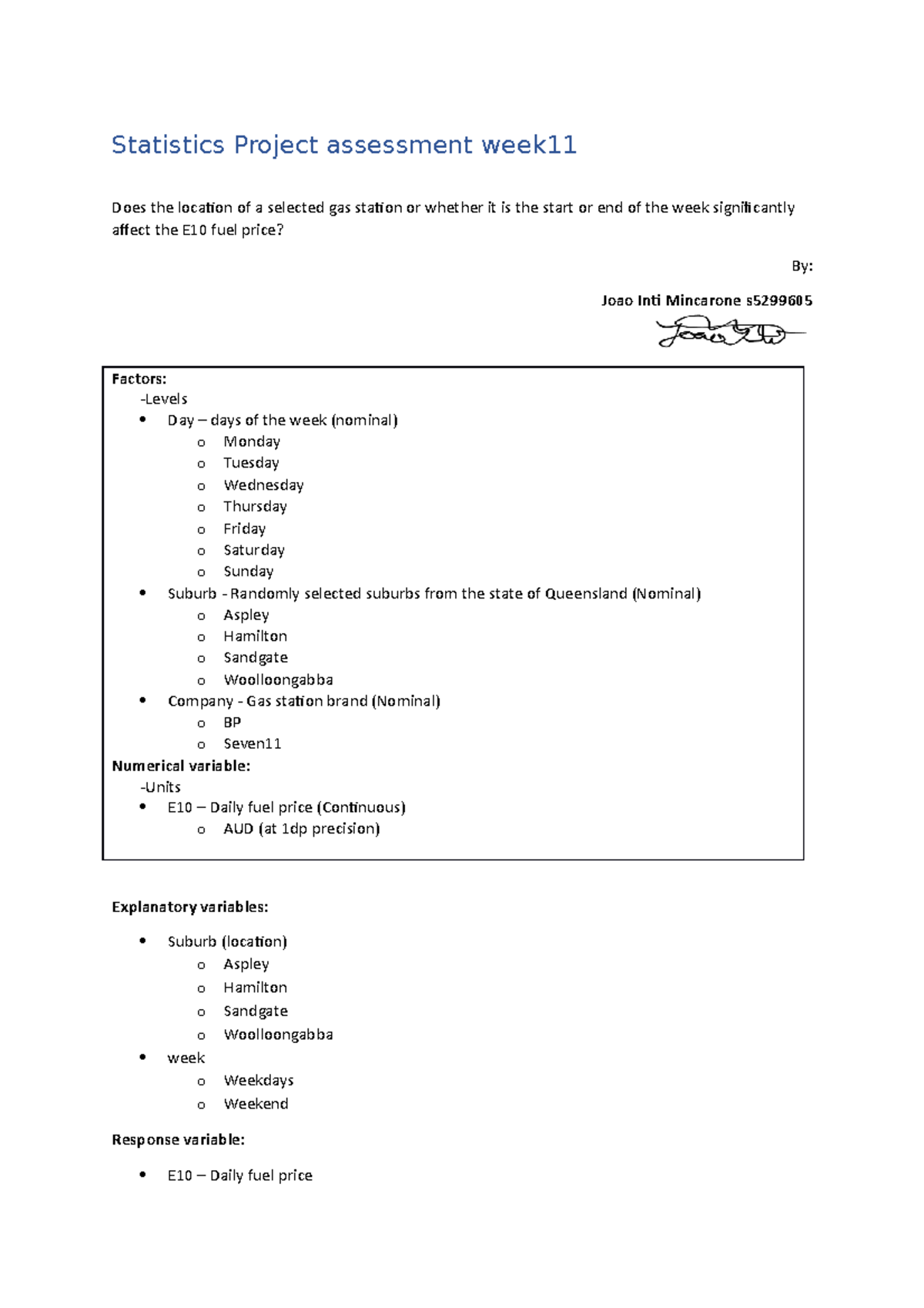 Project assessment - ..wdawdawd - Statistics Project assessment week ...