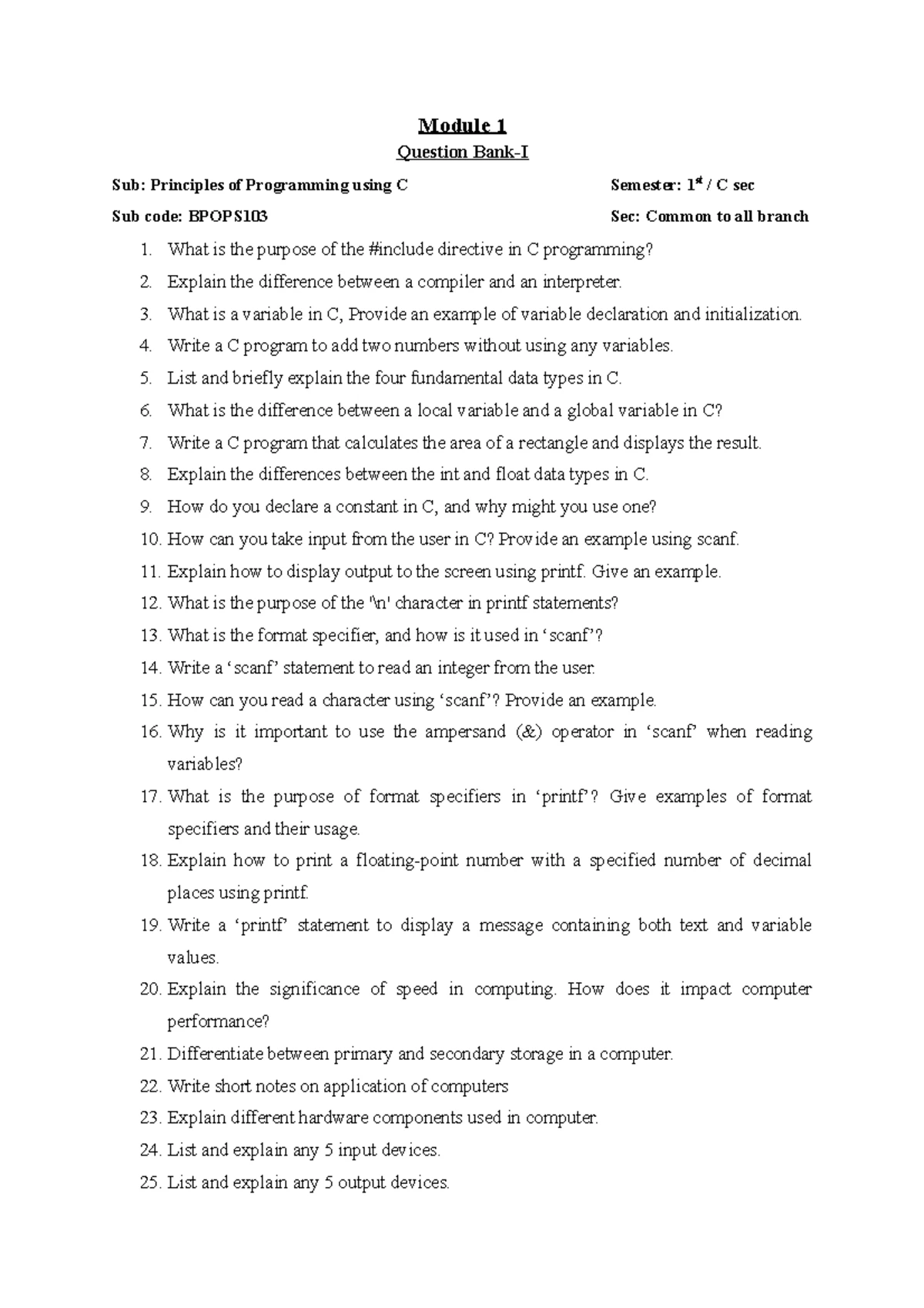 BCS401 - Model question paper of ADA - BCS Page 01 of 02 Model Question Paper with effect from ...