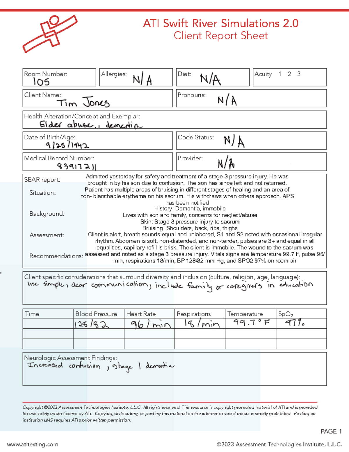 ATI Swift River Simulations 2.0 Client Report: Tim Jones - Studocu