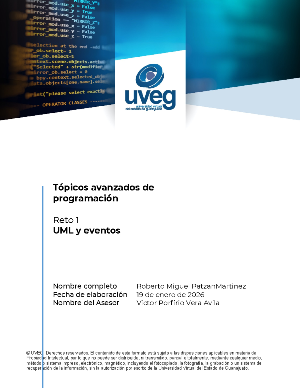 Reto 1: UML y Eventos en Programación Avanzada UVEG 2026 - Studocu