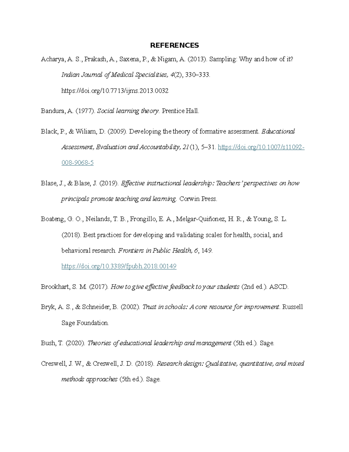 Cajiles - References for Educational Leadership Research - Studocu