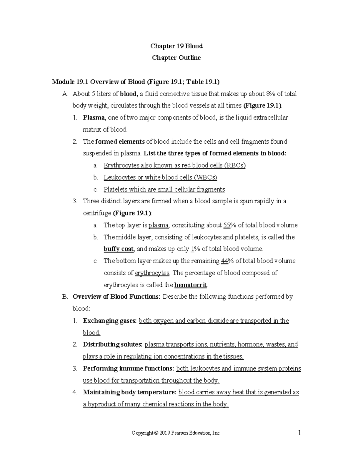 Chapter 19: Blood and Hemostasis Overview - Anatomy & Physiology Notes ...