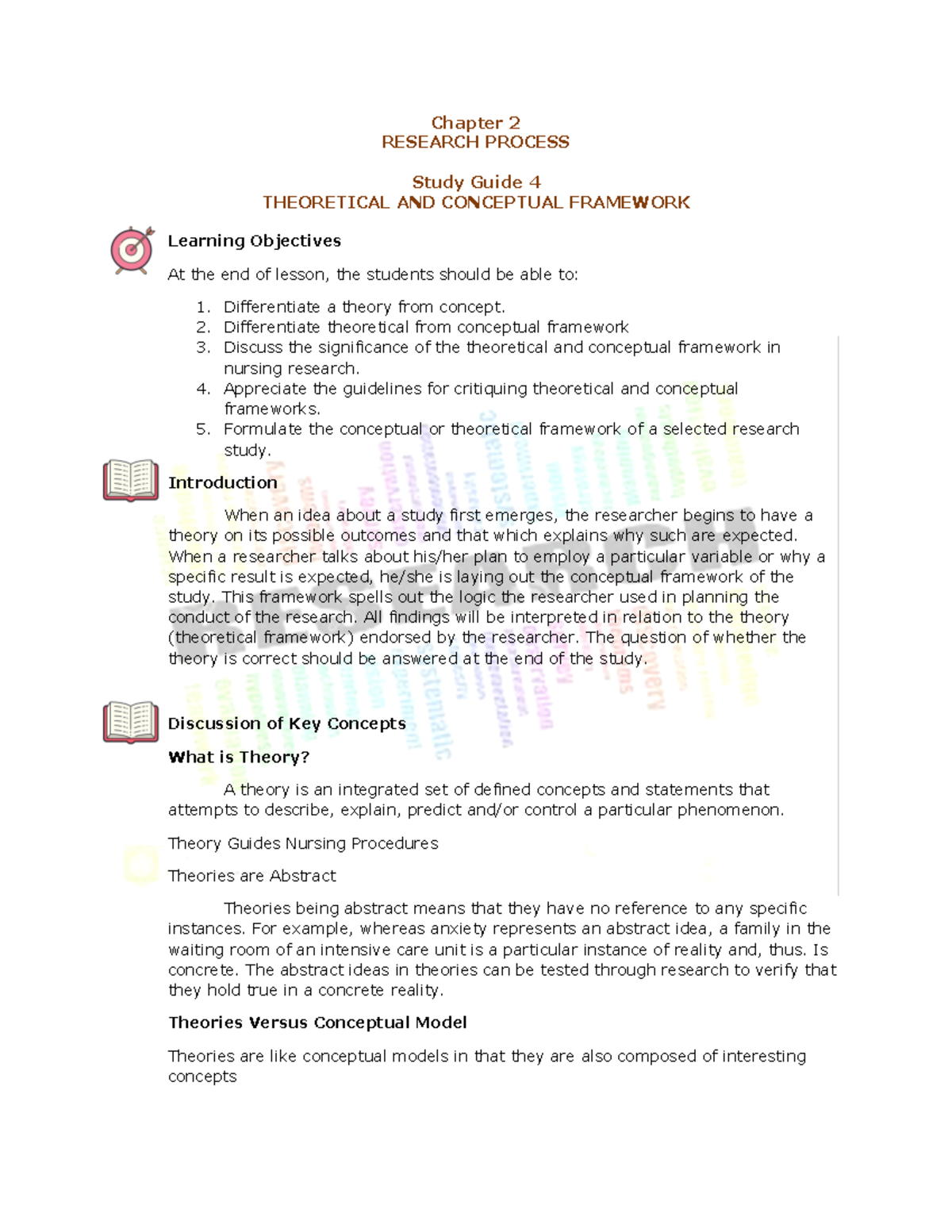 SG 4 Theoretical and Conceptual Framwork - Chapter 2 RESEARCH PROCESS Study Guide 4 THEORETICAL ...