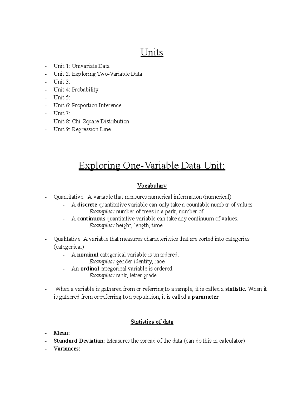AP Statistics Final Exam Prep Notes - Studocu