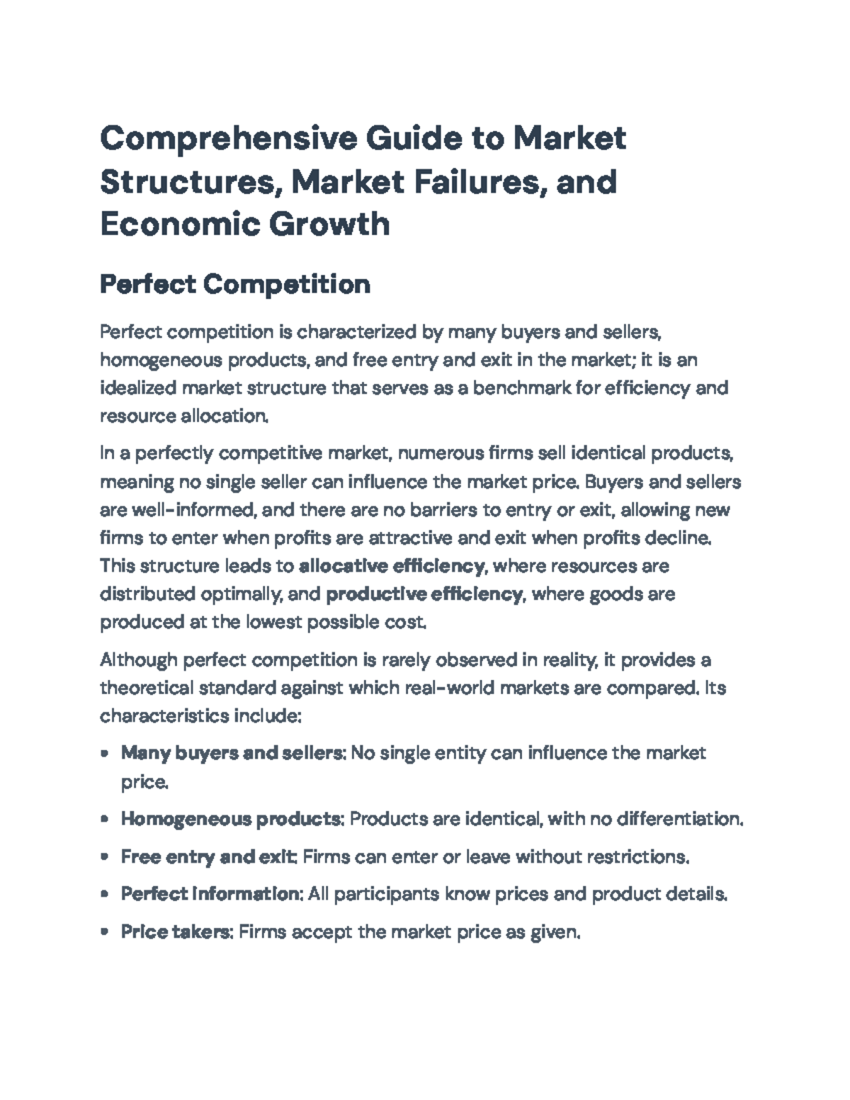 Comprehensive Guide to Market Structures & Failures (ECN101) - Studocu