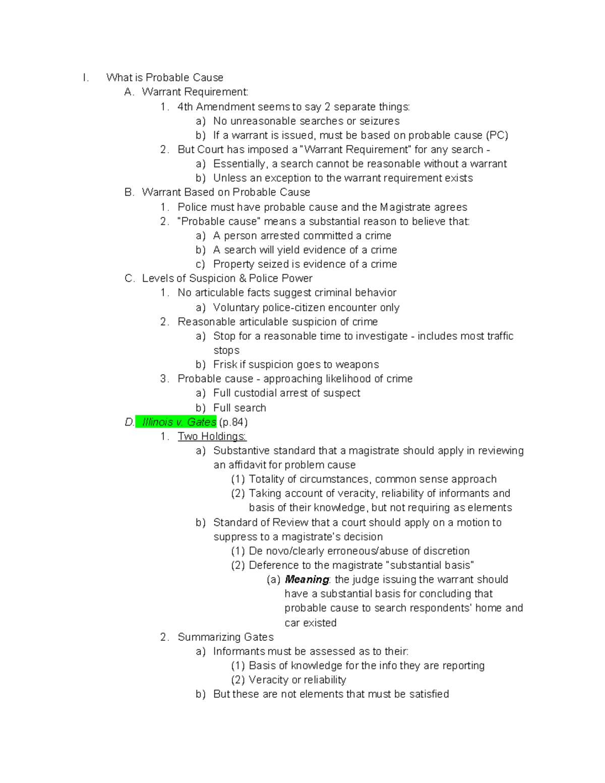 Probable Cause & Warrant Exceptions: Insights on 4th Amendment - Studocu