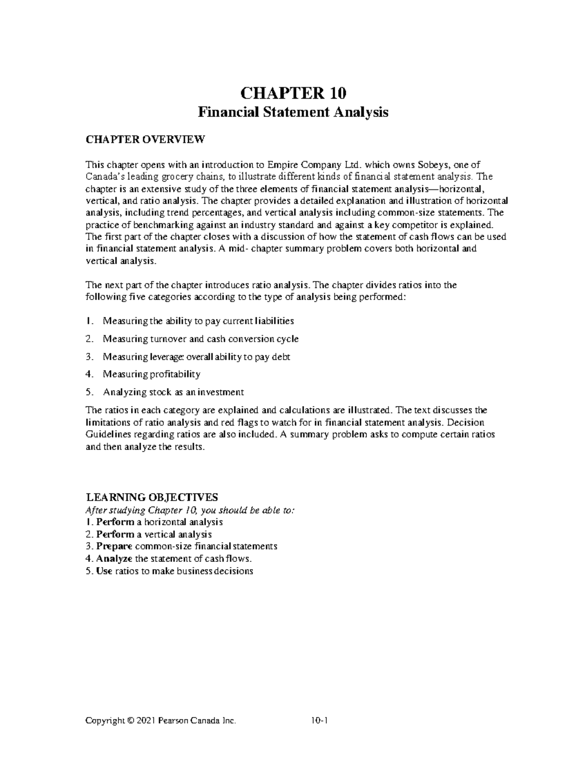 Chapter 10 Notes: Financial Statement Analysis Overview and Techniques ...