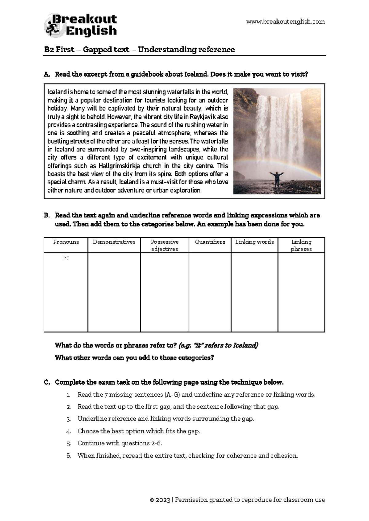 First FCE Gapped Text: Understanding Reference in Icelandic Travel ...