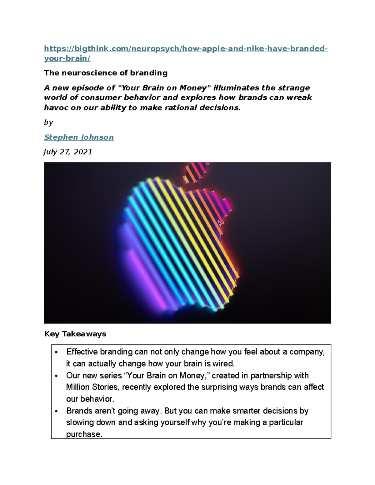 The Neuroscience of Branding: How Apple & Nike Influence Consumer ...