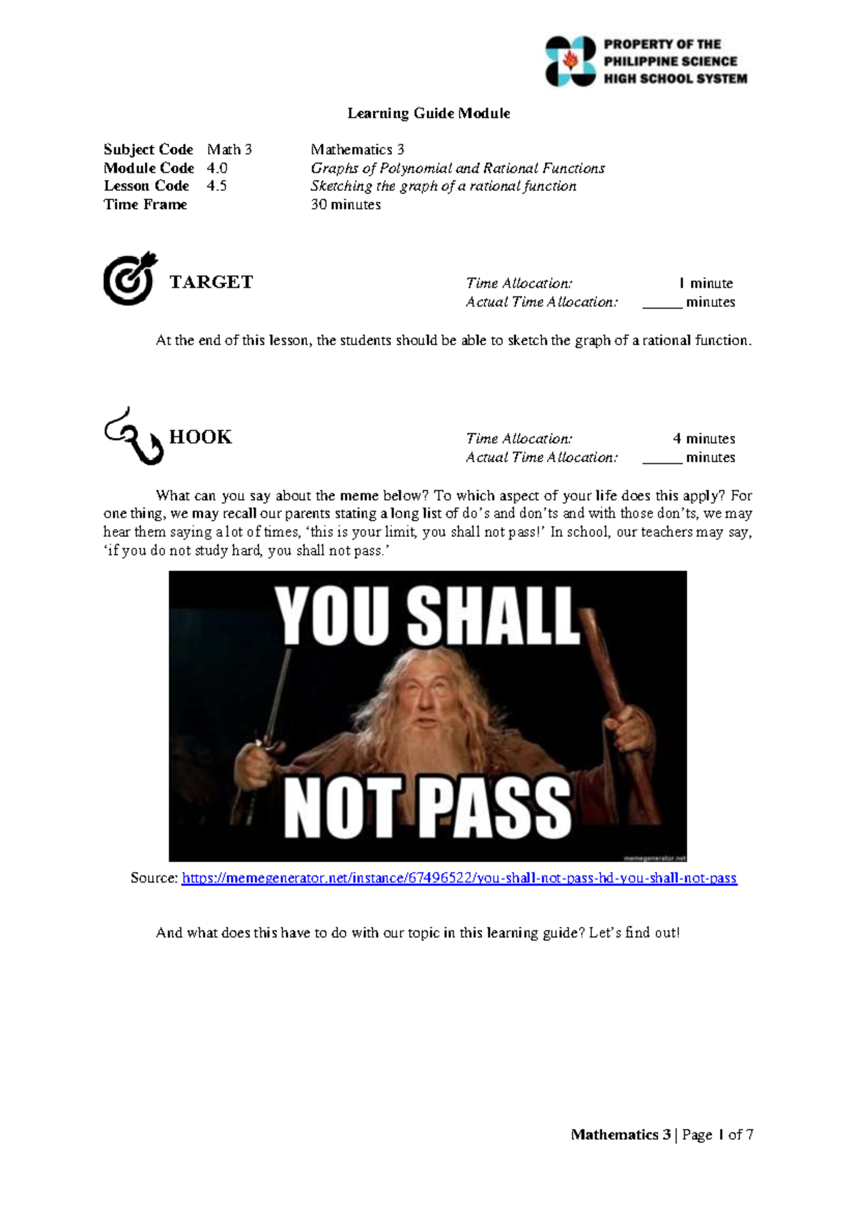 Math 3 Module 4.5: Sketching Graphs of Rational Functions - Studocu