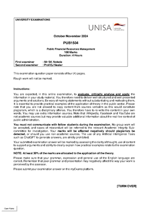 pub1504 - Unisa - public financial resource management 1 - Studocu