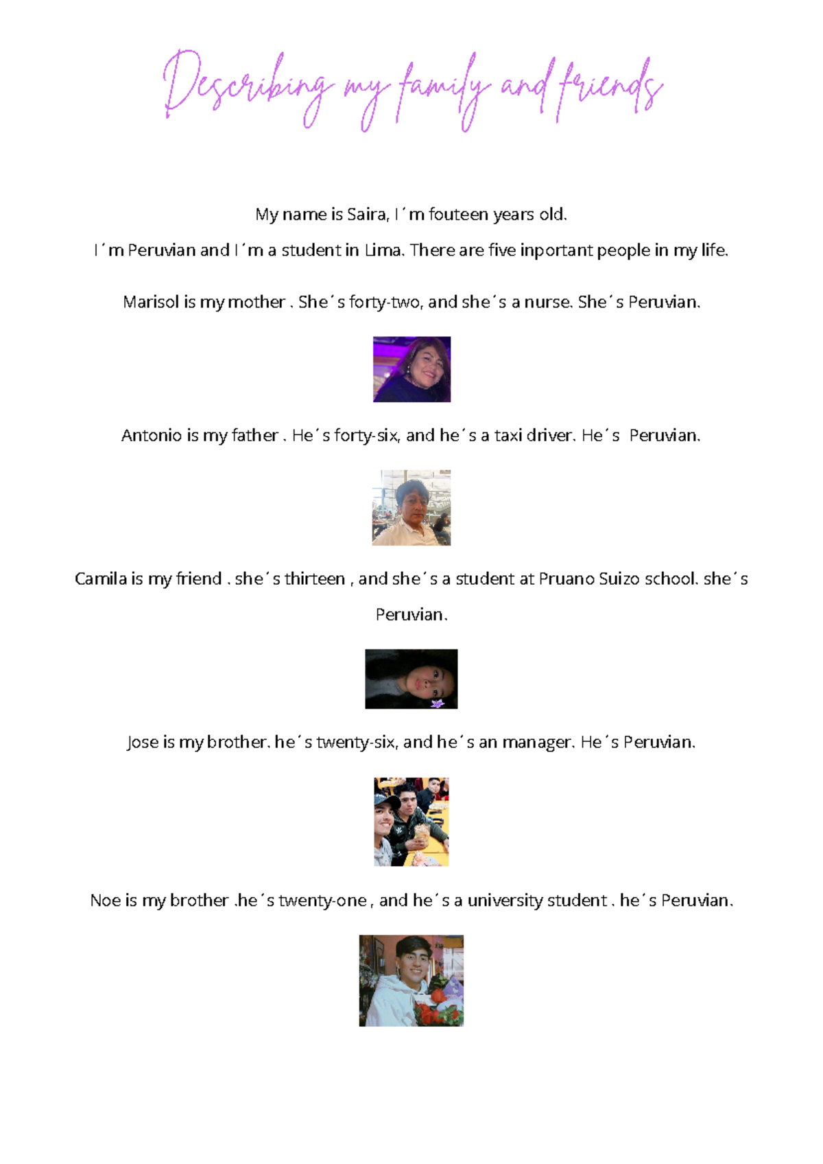 Describing my family - SENATI - Describing my family and friends My ...