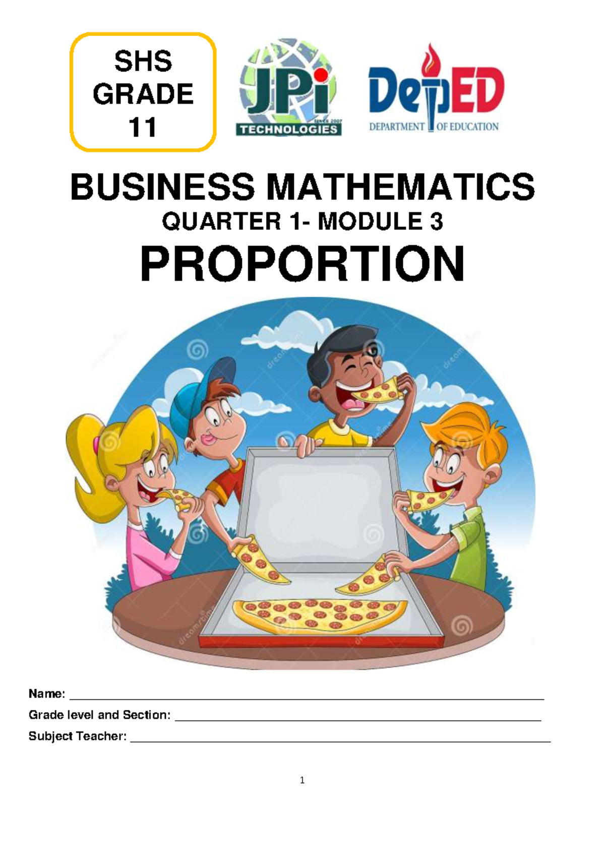 Lesson 3: Proportion Concepts in Business Math (SHS-Grade 11) - Studocu